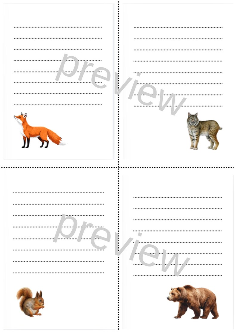 Forest Animals Writing Paper Printable 12 Lined Pages A4 and US Letter ...