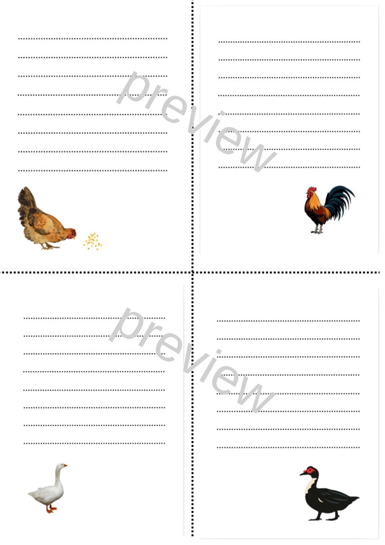 Farm Animals Writing Paper Printable – 12 Pages Lined Stationery PDF ...