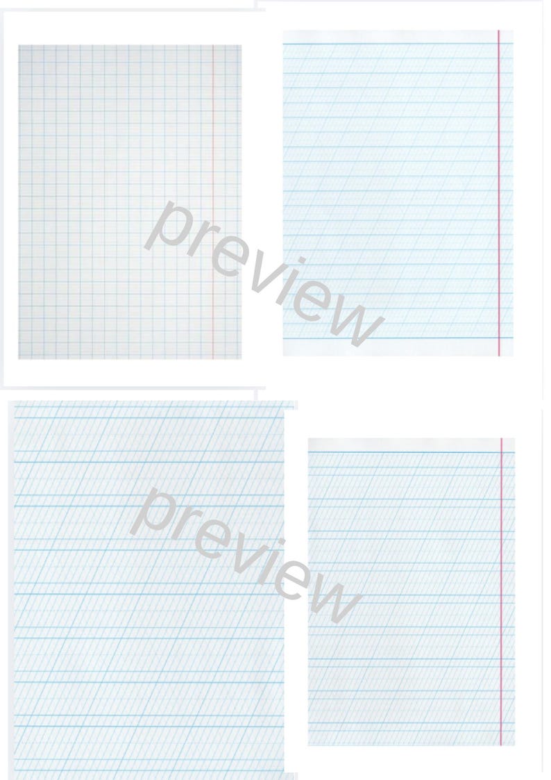 Printable Writing Paper Set | Lined + Grid + Slanted Handwriting Paper ...