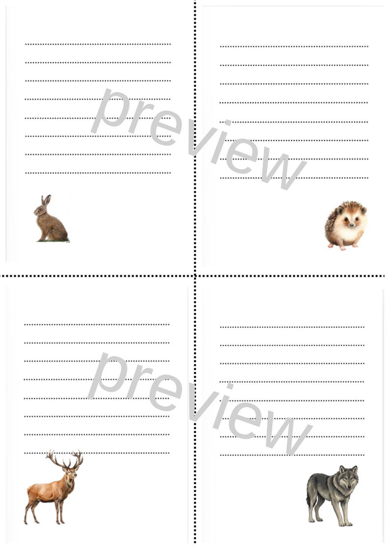 Forest Animals Writing Paper Printable 12 Lined Pages A4 and US Letter ...