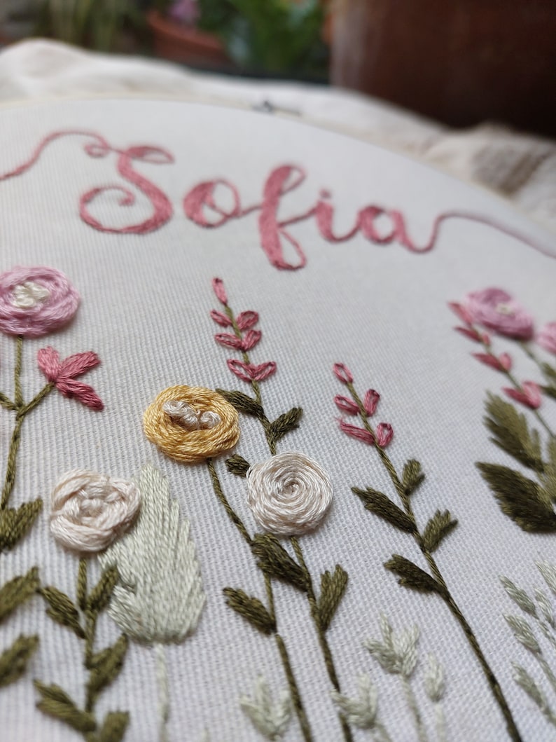 Custom Name Embroidery Hoop Floral Embroidery Baby Girl - Etsy