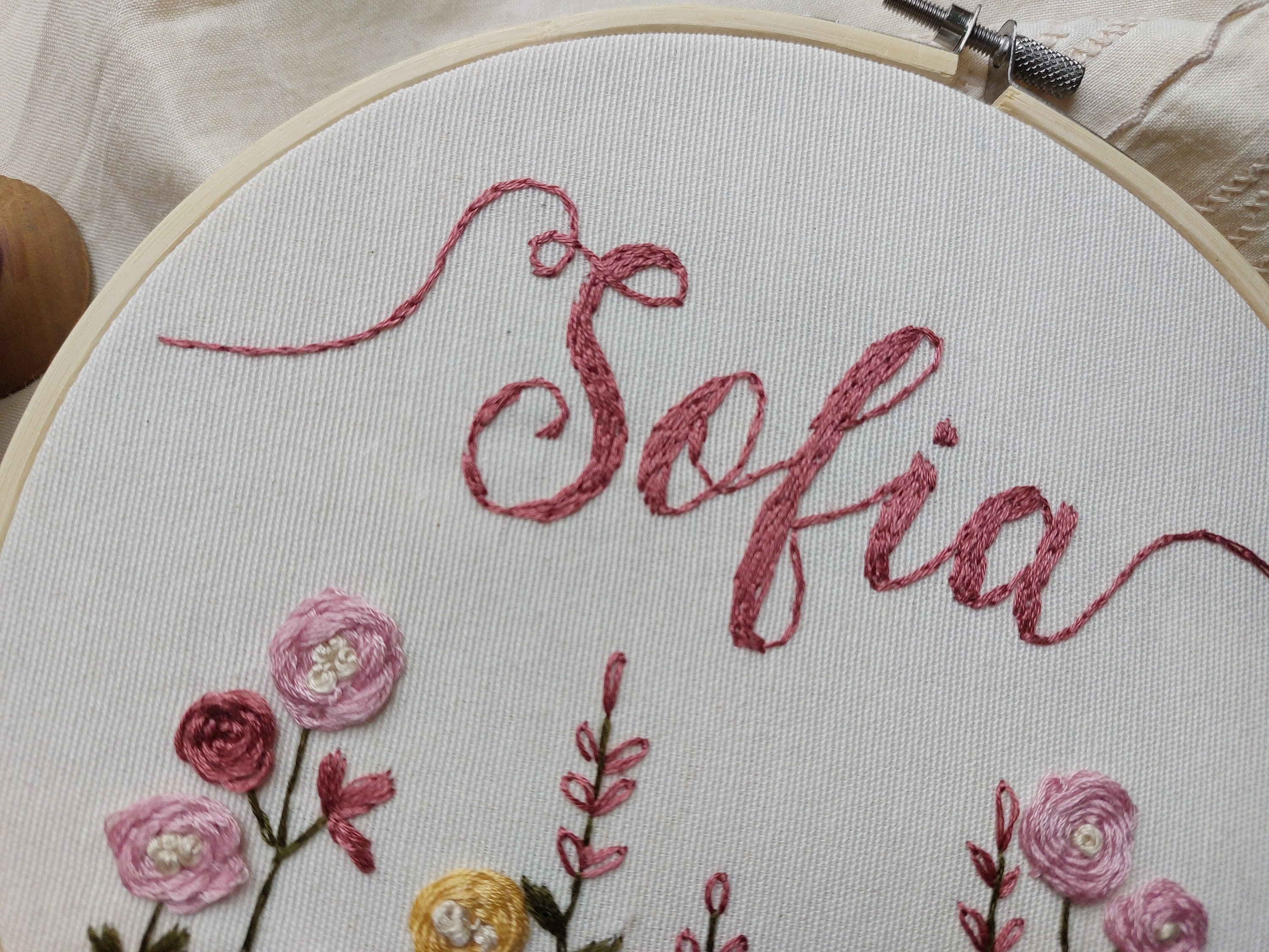 Custom Name Embroidery Hoop Floral Embroidery Baby Girl - Etsy