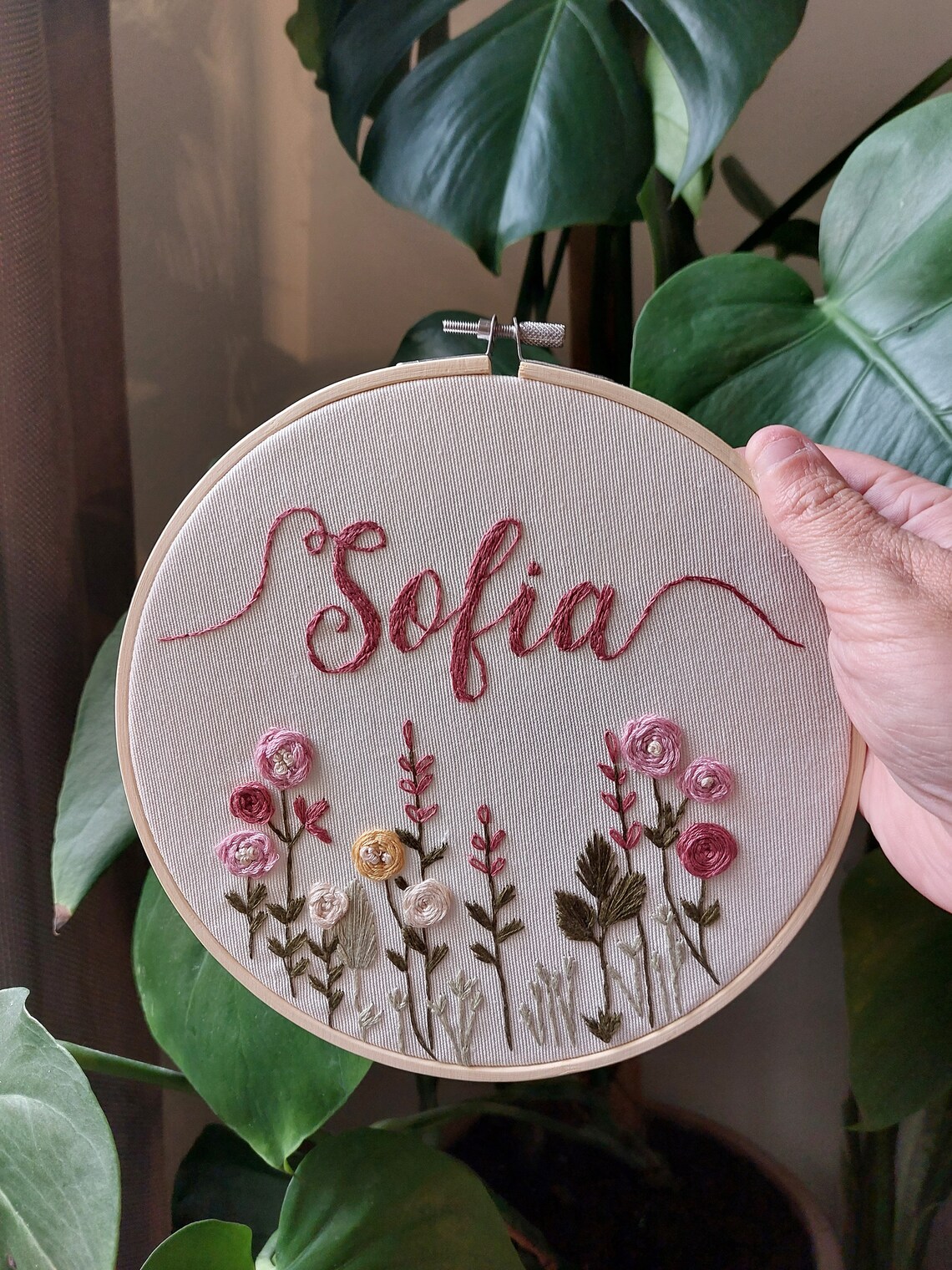 Custom Name Embroidery Hoop Floral Embroidery Baby Girl - Etsy