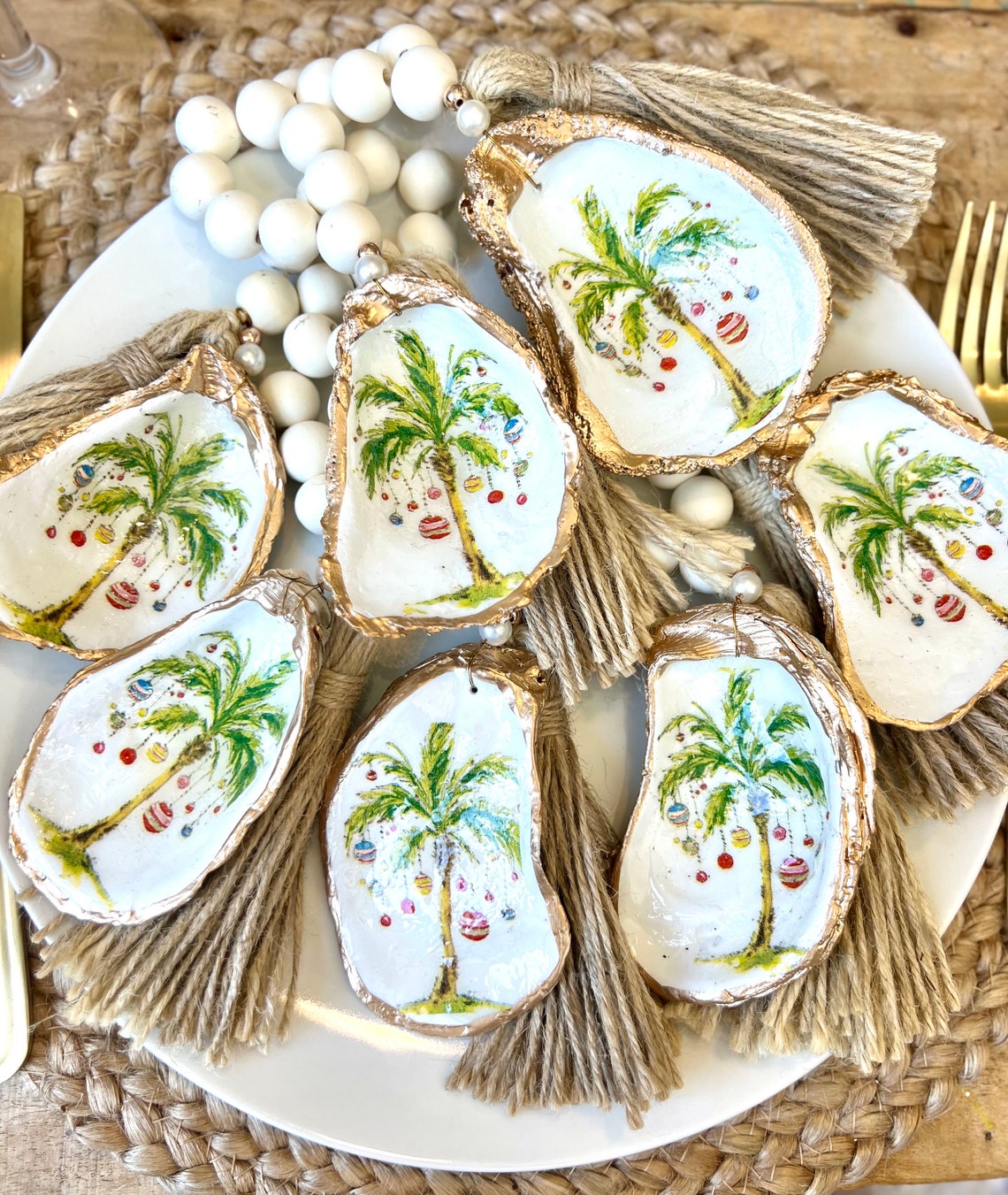Palm Tree Shell Napkin Ring Merry Beachmas Christmas Dinner. Deck the ...