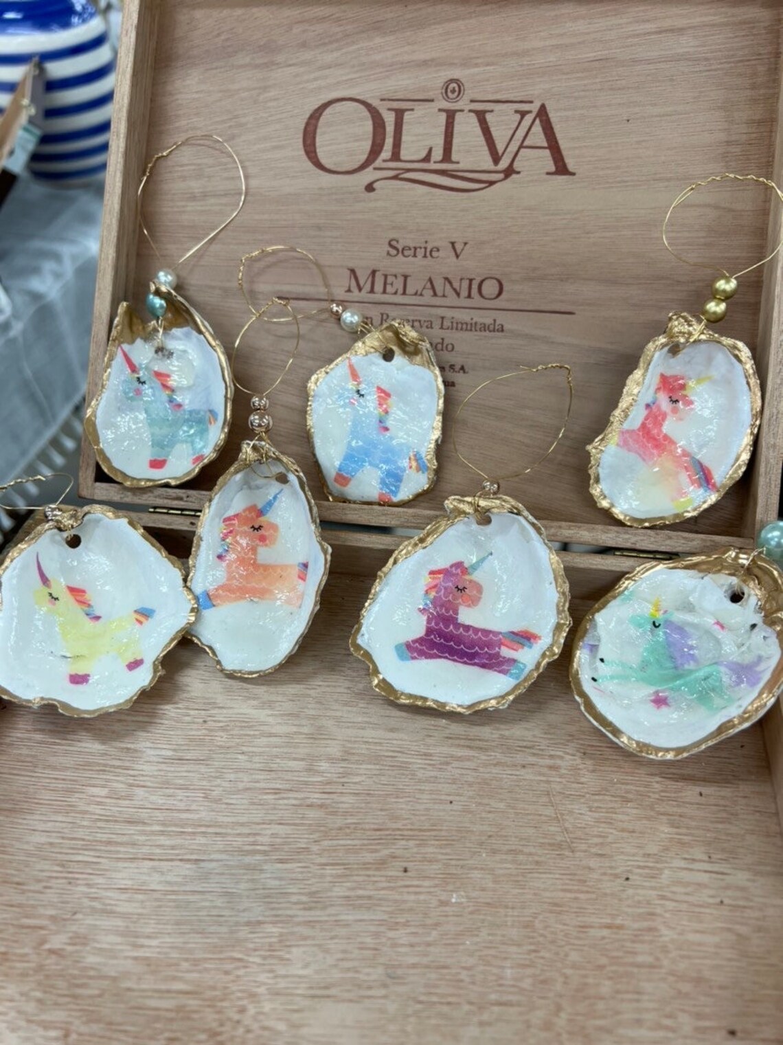 Unicorn Oyster Shell Ornament. Seashell Christmas Ornament. - Etsy