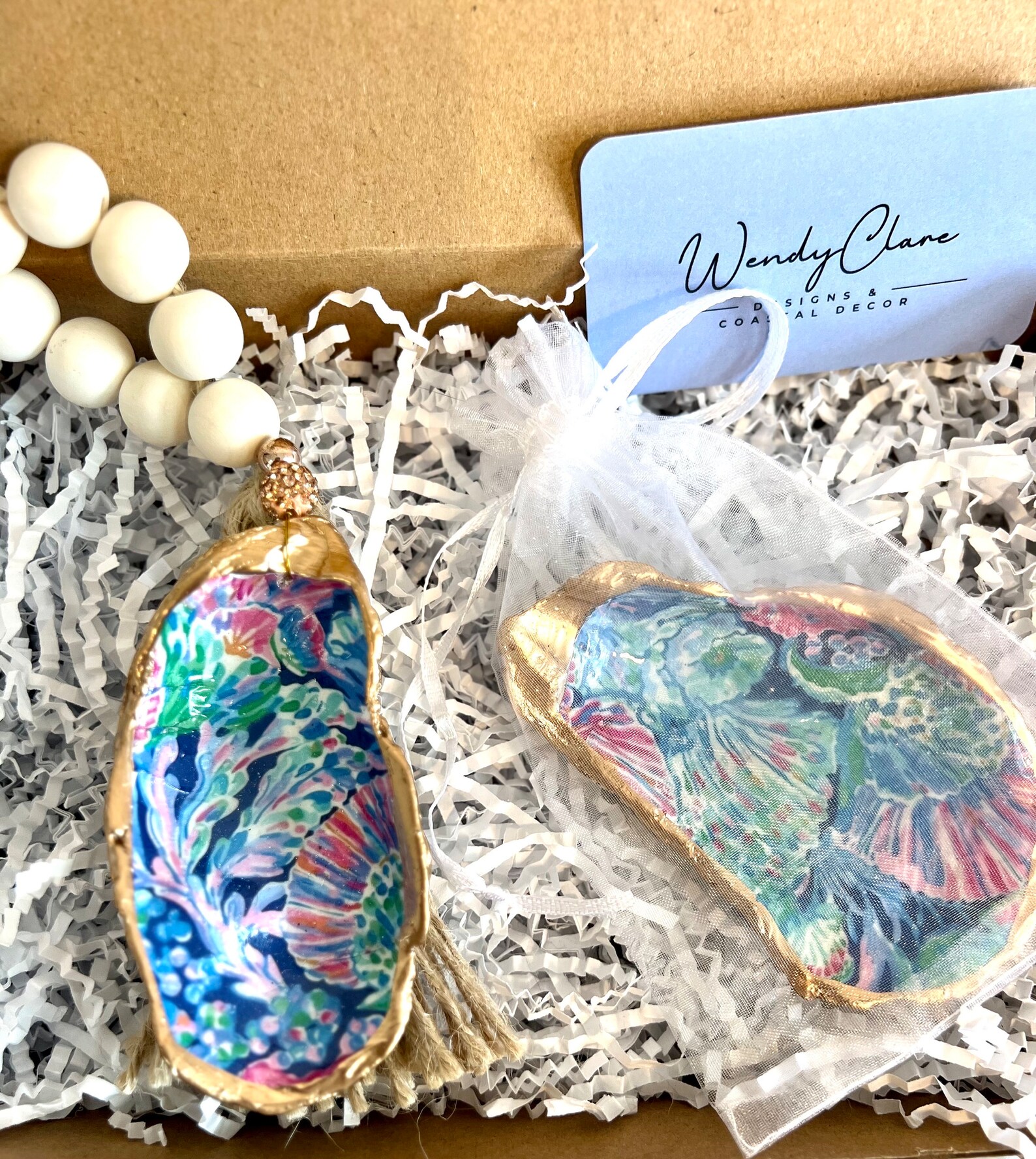 Palm Beach Event Favor and Decor Set Coastal Preppy Shell Dish & Place ...