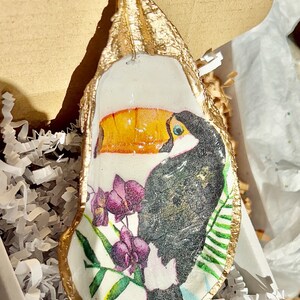 Toucan Ornament. Toucan Shell Christmas Ornament. Oyster Shell ...