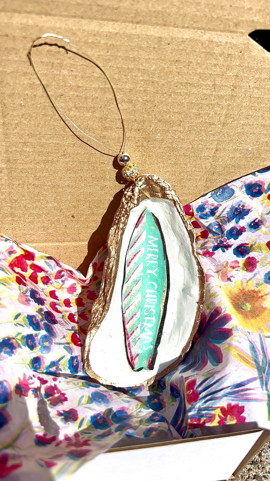Surfboard Christmas Ornament. Christmas Surfboard Oyster Shell Ornament ...
