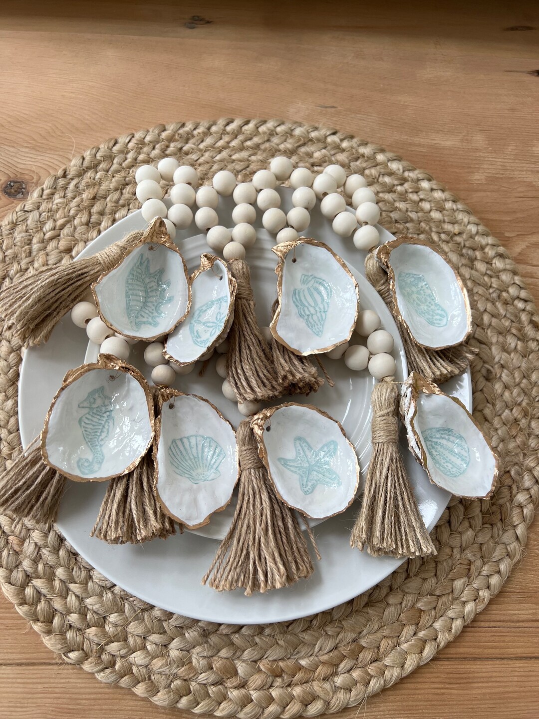 Shell Napkin Ring Set. Oyster Shell Napkin Rings. Beachy Napkin Ring ...