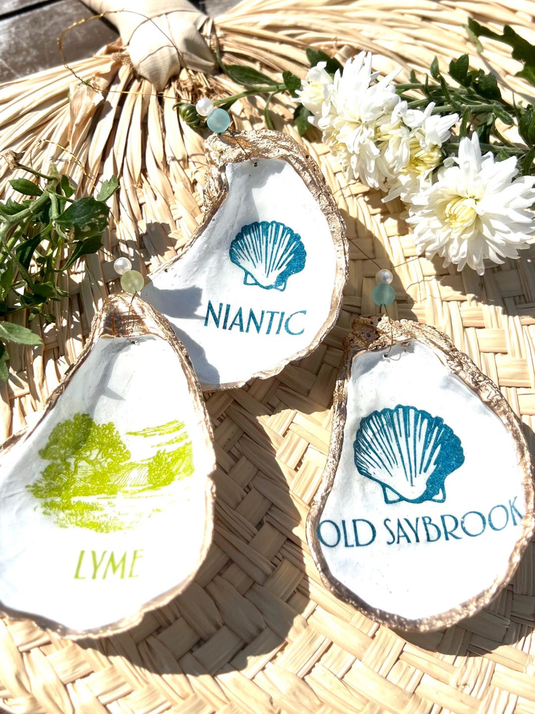 Connecticut Oyster Ornament & Shell Dish. Coastal CT Gift Idea. Niantic ...