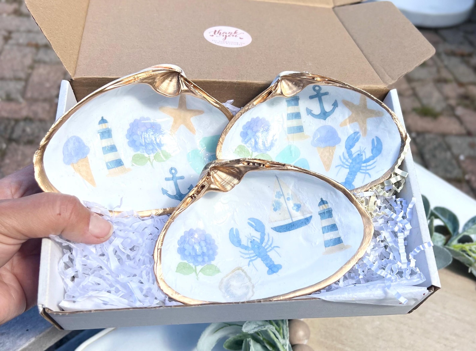 Coastal Coquette Shell Jewelry Dish - Decoupaged Shell Tray Coastal ...