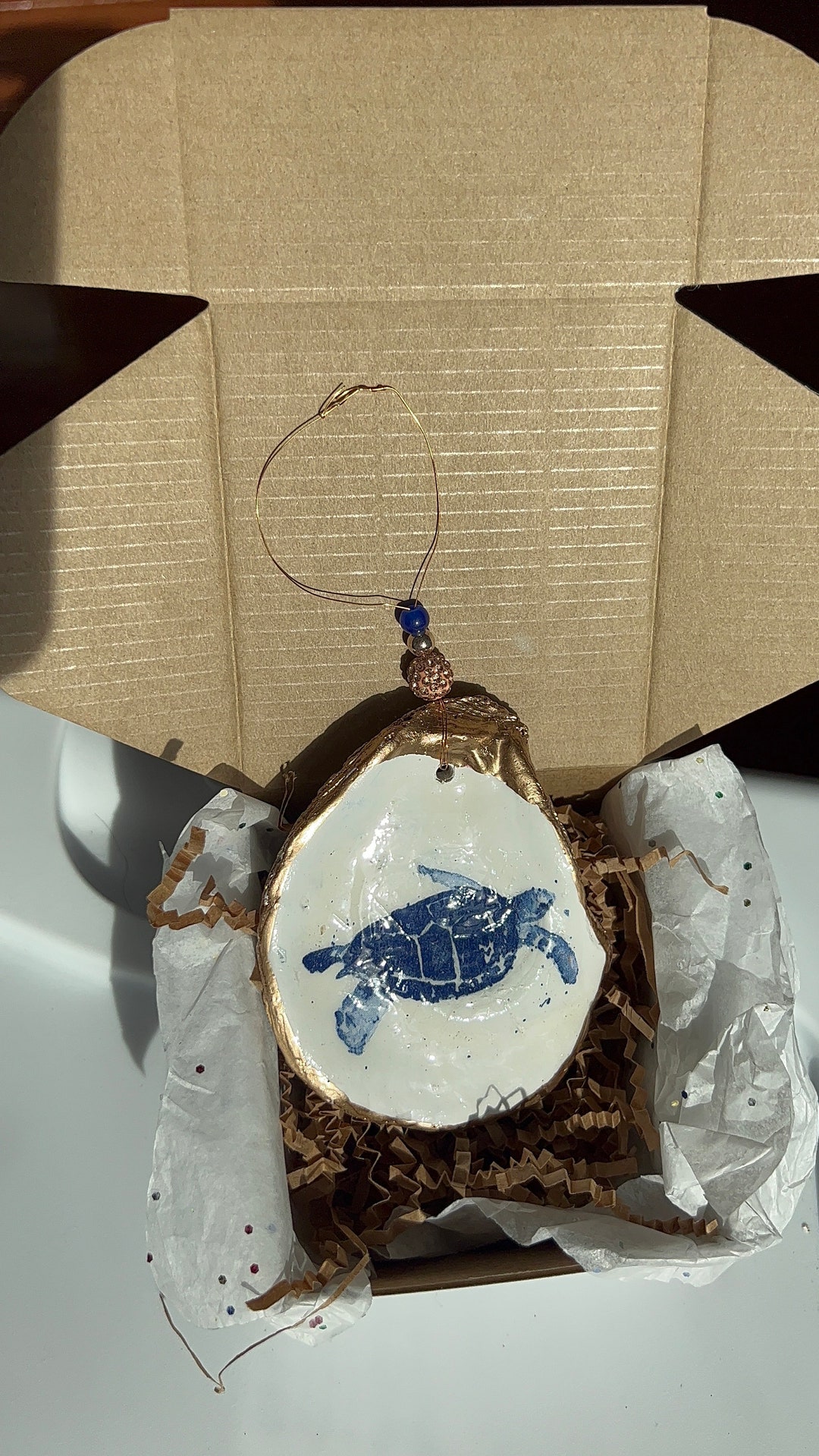 Navy Blue Elegant Sea Turtle Ornament. Beautiful Sea Turtle Oyster ...