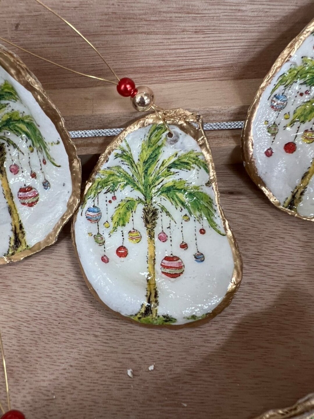 Palm Tree Oyster Shell Ornament Seashell Christmas Ornament Palm Tree