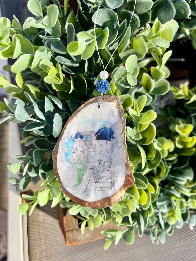 GREECE OYSTER SHELL Ornament. Santorini Greece Christmas Ornament ...