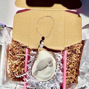 Manatee Oyster Shell Ornament. Manatee Shell Christmas Ornament ...