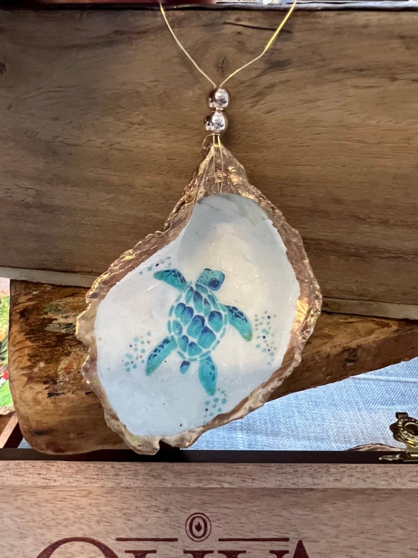 Sea Turtle Shell Ornament. Turtle Christmas Ornament. Oyster - Etsy