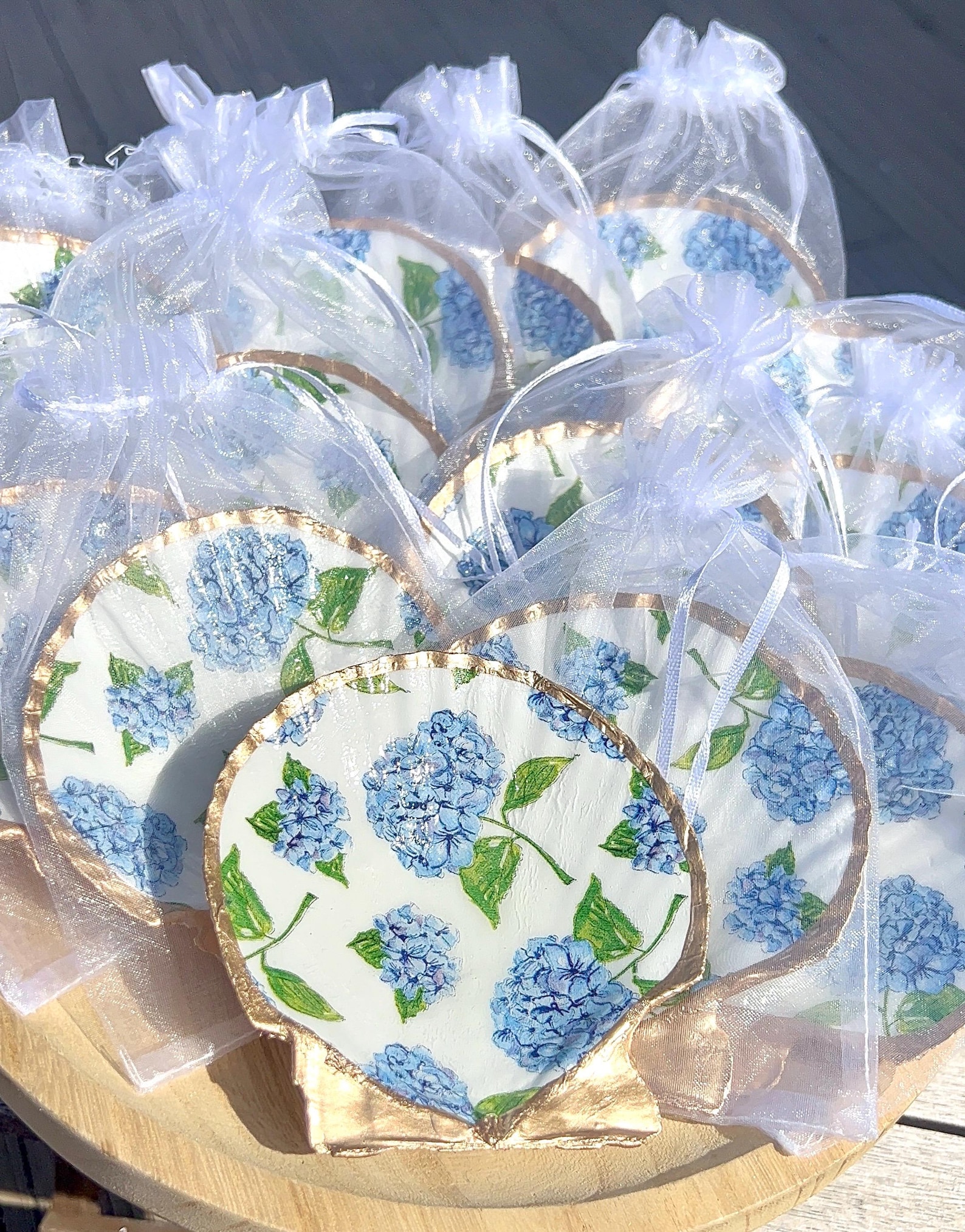 NANTUCKET SUMMER HYDRANGEA Ring Dish Beach Wedding Party Favor. Cape ...
