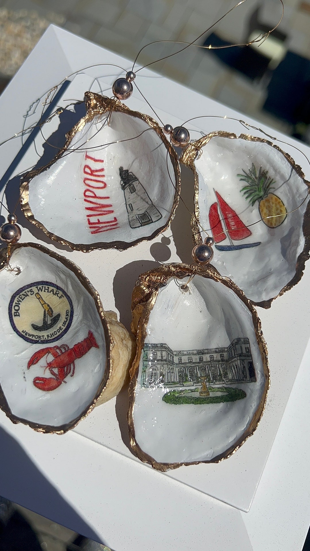 NEWPORT Oyster Shell Ornament. Newport Christmas Ornament. Coastal ...
