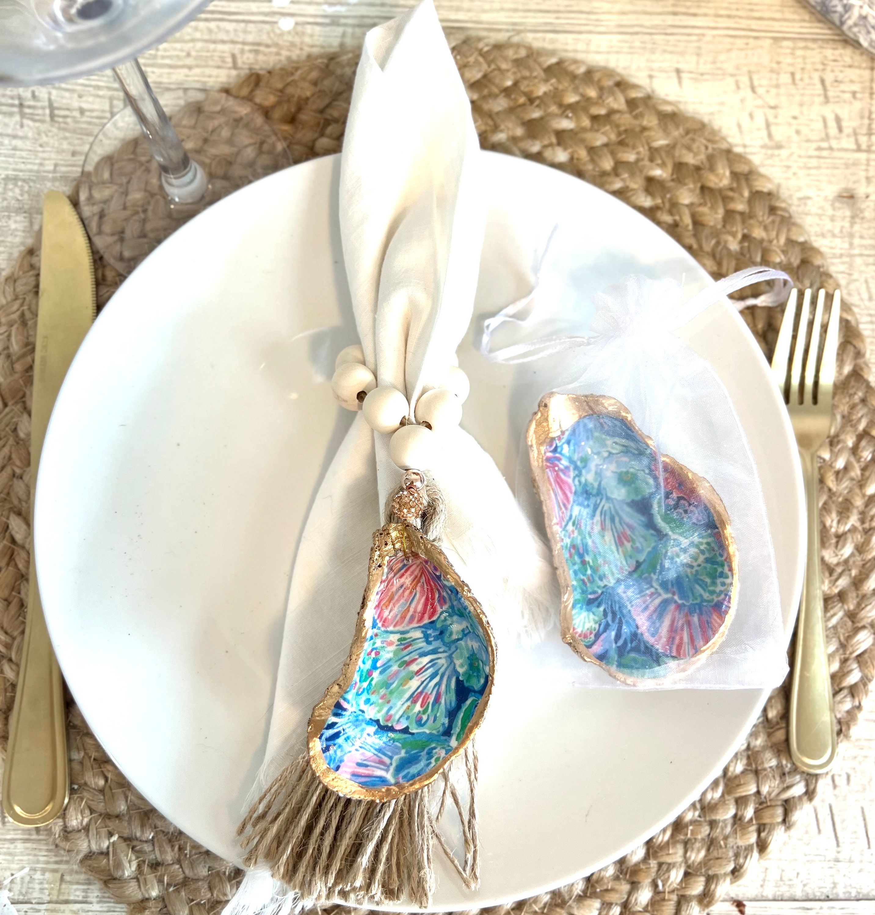 Palm Beach Event Favor and Decor Set Coastal Preppy Shell Dish & Place ...