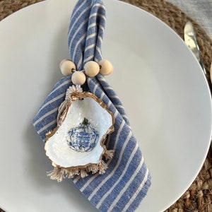 Chinoiserie Pumpkins Napkin Rings. Oyster Shell Napkin Rings. Beachy ...