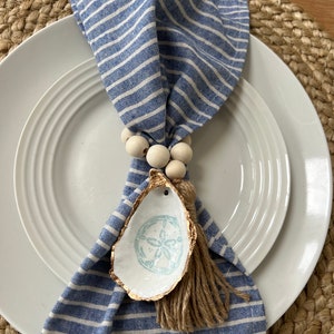 Shell Napkin Ring Set. Oyster Shell Napkin Ring. Beachy Napkin Ring Set ...