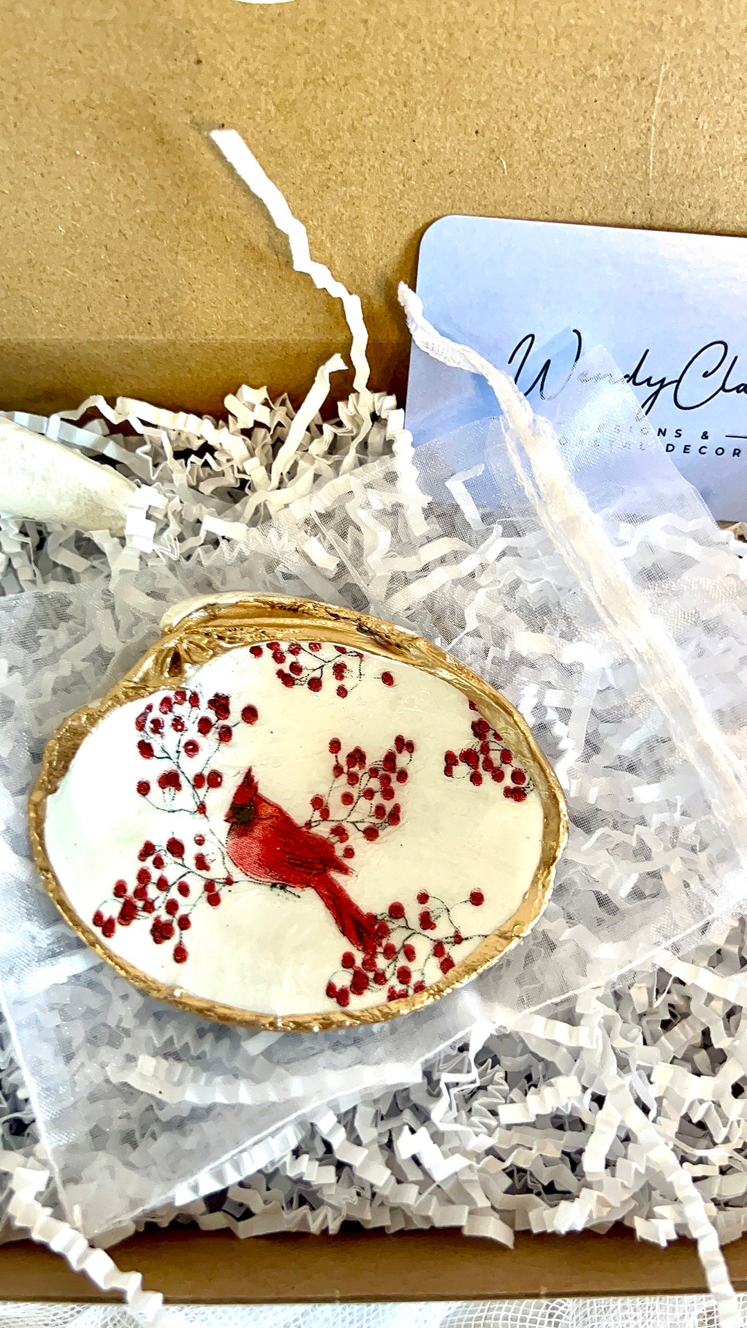 Cardinal Shell Jewelry Dish Memorial Gift. Red Cardinal Ring Dish ...