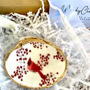 Cardinal Shell Jewelry Dish Memorial Gift. Red Cardinal Ring Dish ...