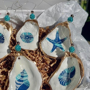 Navy Blue and Aqua Shell Ornament Set. Navy Shell Ornaments Set ...