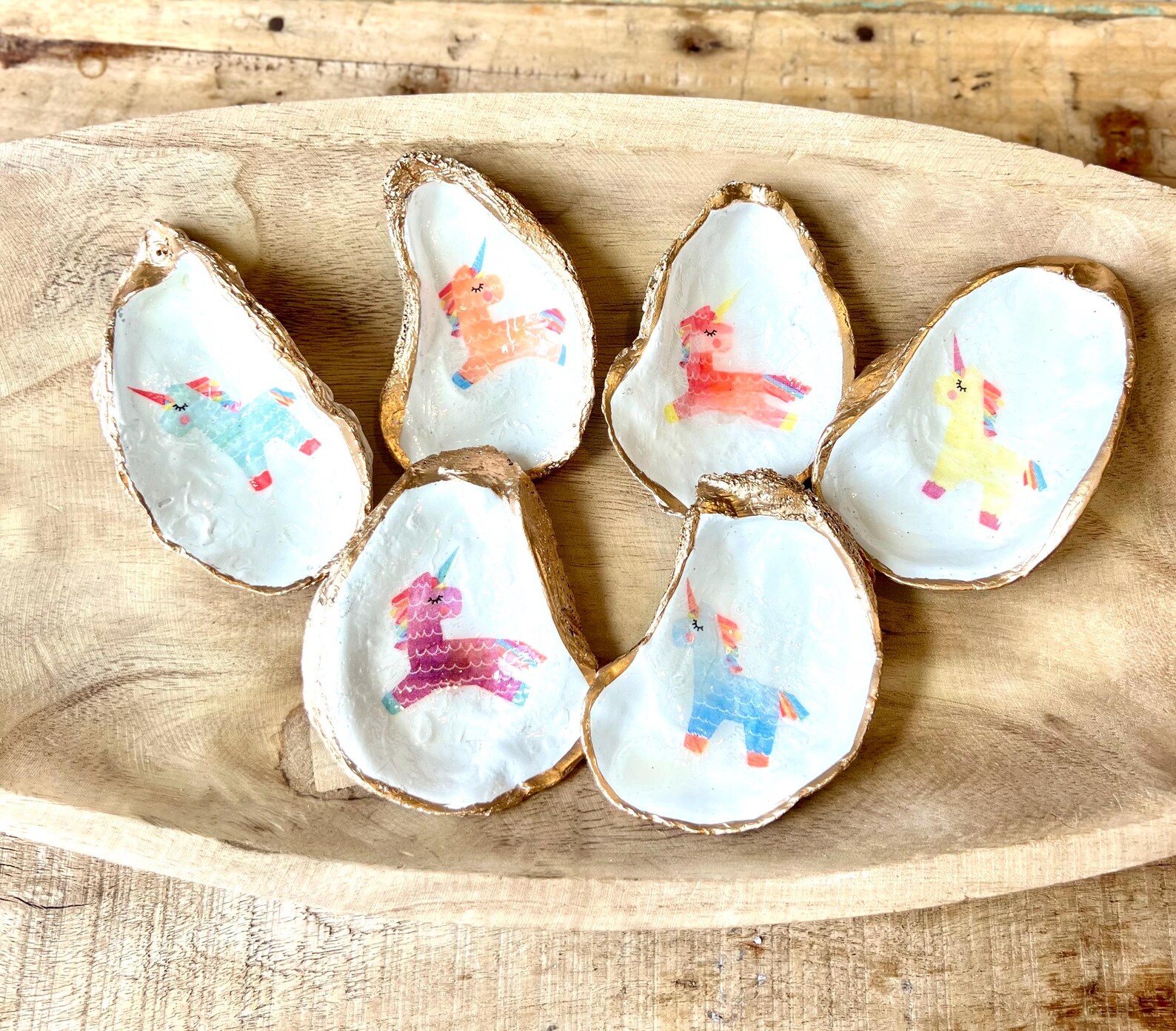 Unicorn Birthday Party Favor Shell Jewelry Dish. Decoupaged Shell Ring ...