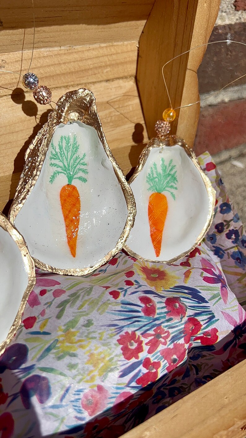 Carrot Oyster Shell Ornament. Cute Easter Tree Ornament. Easter Gift ...