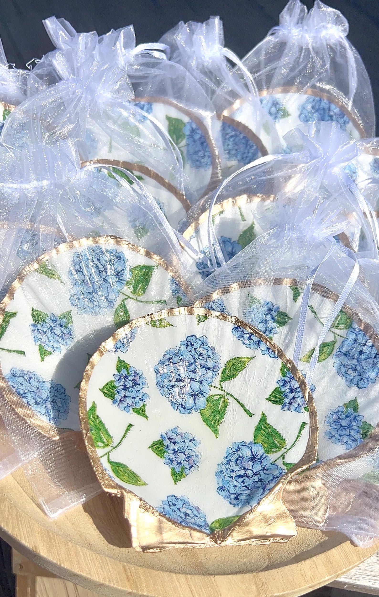 NANTUCKET SUMMER HYDRANGEA Ring Dish Beach Wedding Party Favor. Cape ...
