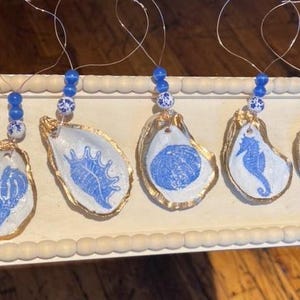 Blue & White Shell Wedding Favor Idea. Blue Nautical Shell Favor ...