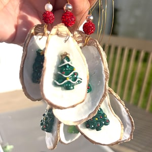Coastal Christmas Tree Oyster Ornament. Oyster Shell Christmas Ornament ...