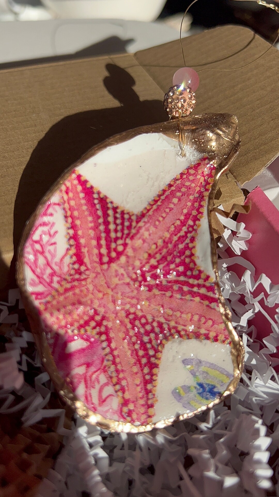 Coral Pink Starfish Oyster Shell Ornament. Starfish Oyster Shell ...