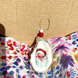 Fun Cute Winking Santa Shell Ornament/santa Oyster Shell Ornament ...