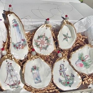 Nautical Christmas Ornaments Gift Set. Festive Nautical Shell Christmas ...
