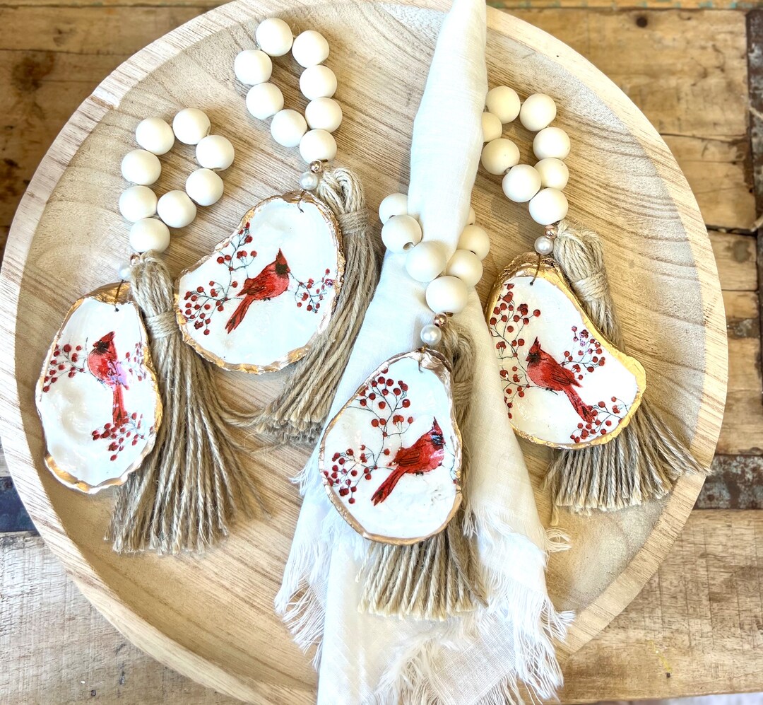 Remembrance Gift Idea Red Cardinal Shell Napkin Ring. Housewarming Gift ...
