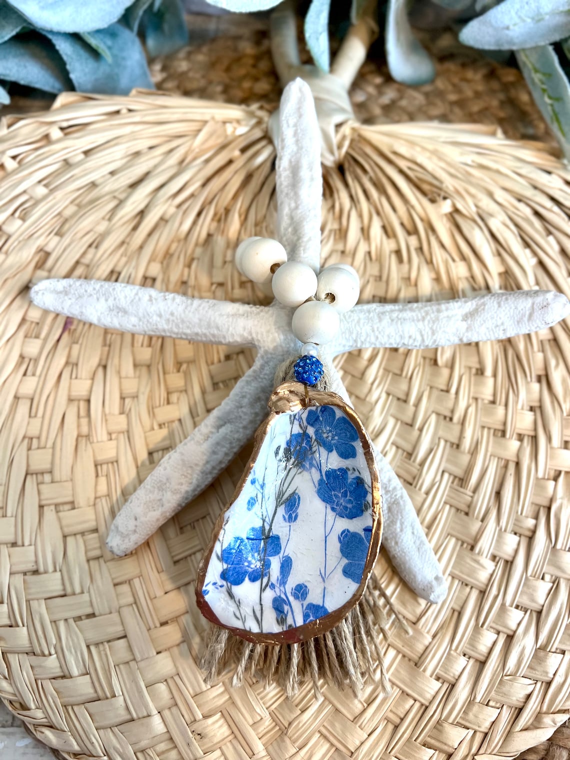 Beach Charity Gala Decor Blue Flower Napkin Ring. Hamptons Coastal ...