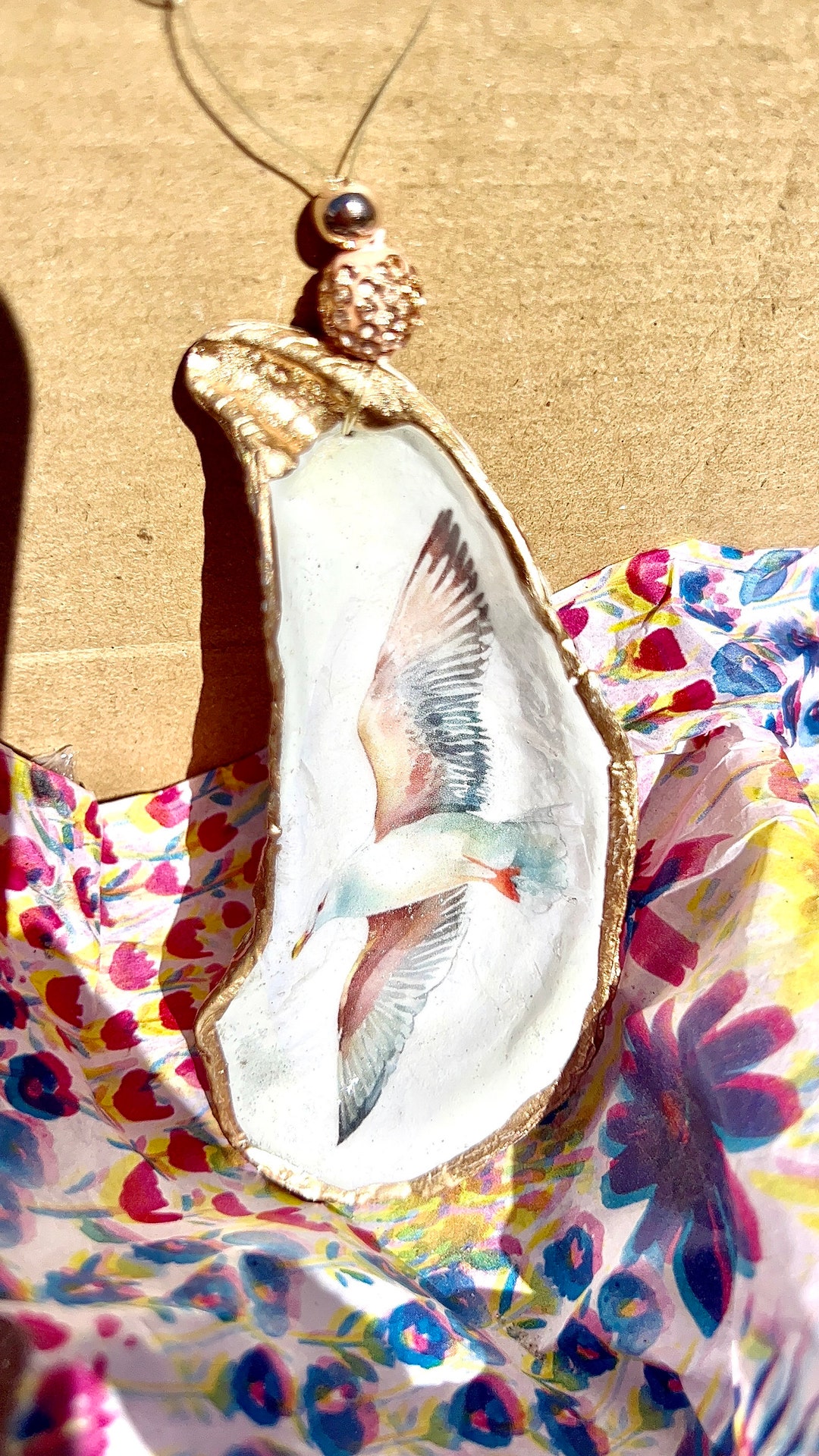 Elegant Seagull Ornament. Seagull in Flight Oyster Shell Ornament ...