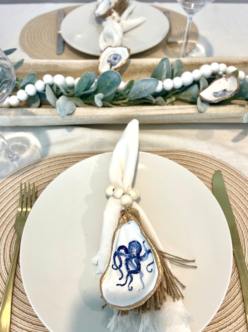 Engagement Party Decor Set Coastal Shell Garland Centerpiece & Oyster ...