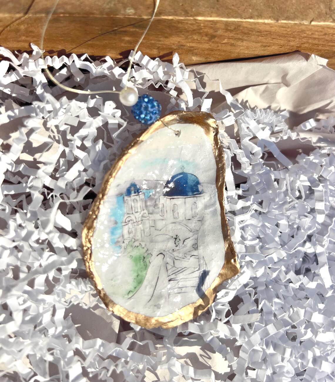 GREECE OYSTER SHELL Ornament. Santorini Greece Christmas Ornament ...