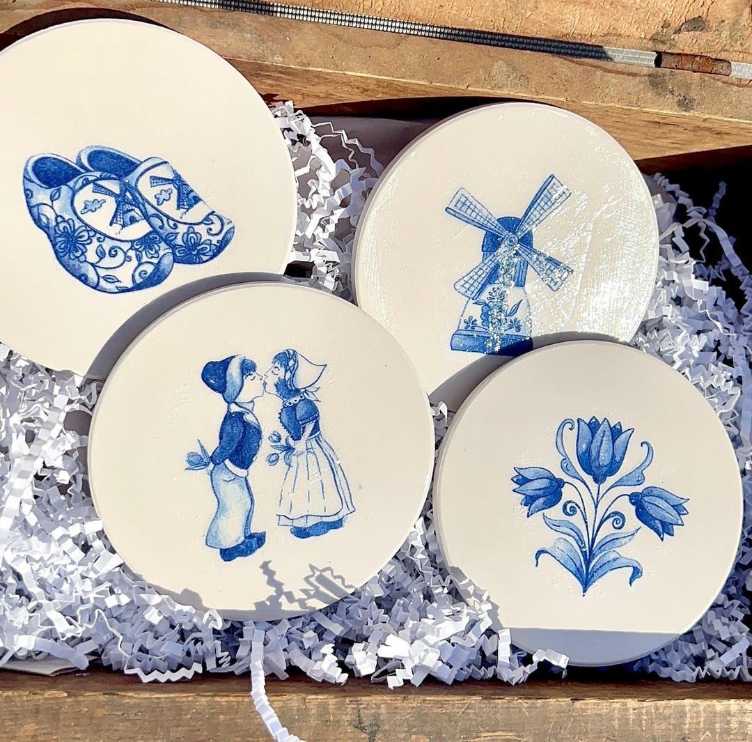 DELFT Dutch Coaster Set. Dutch Gift Idea. Blue Delft Decor. Dutch Home ...