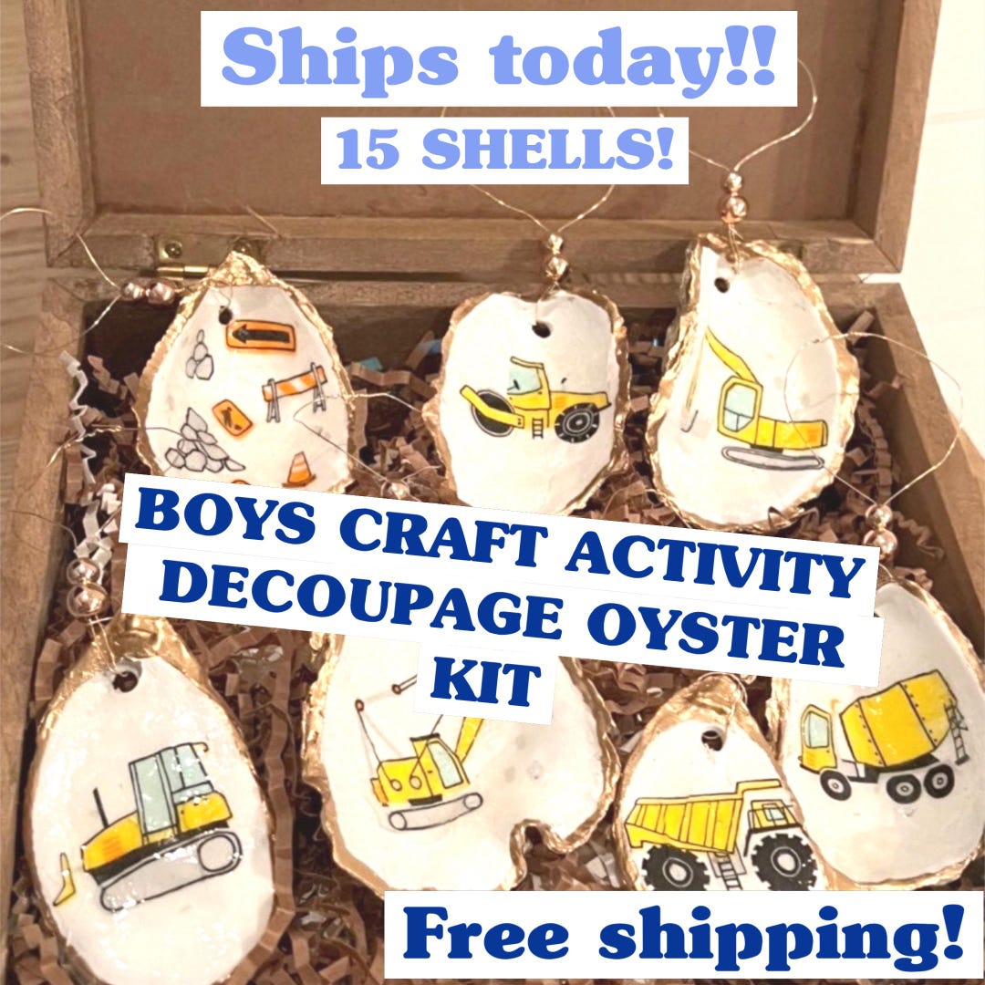 BOYS CRAFT Activity Decoupaged Shell Ornament Kitchristmas Craft ...