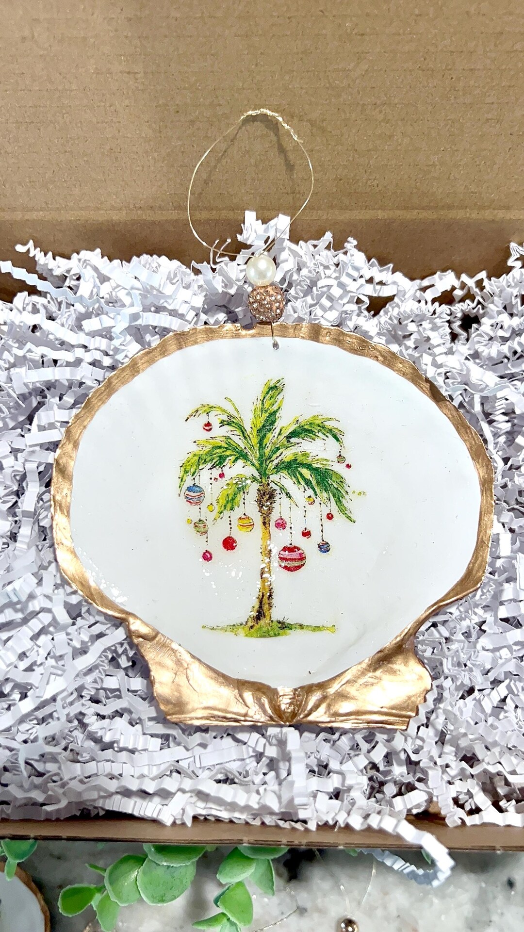 Extra Large Palm Tree Ornament. Scallop Christmas Ornament. Palm Tree ...