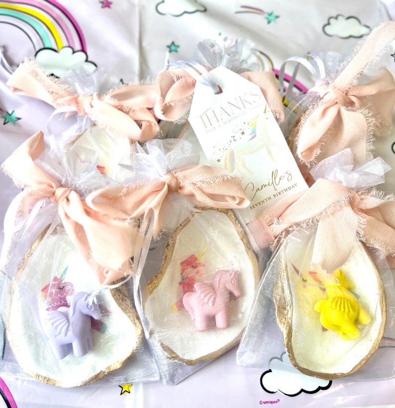 Unicorn Birthday Party Favor Shell Jewelry Dish. Decoupaged Shell Ring ...
