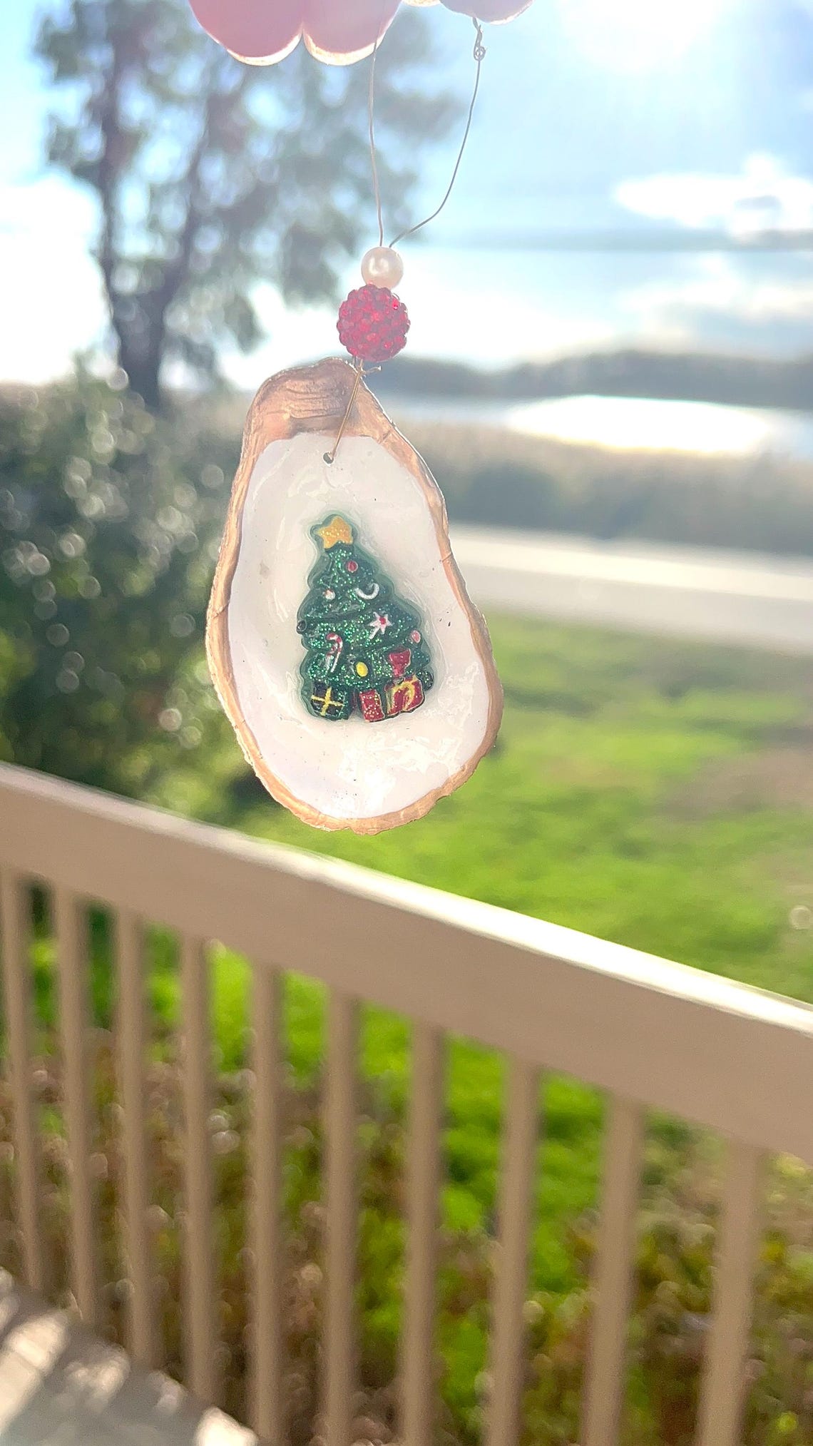 Coastal Christmas Tree Oyster Ornament. Oyster Shell Christmas Ornament ...