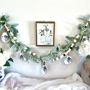 Christmas Beach Tree Shell Garland Navy and White Nautical Decor for ...