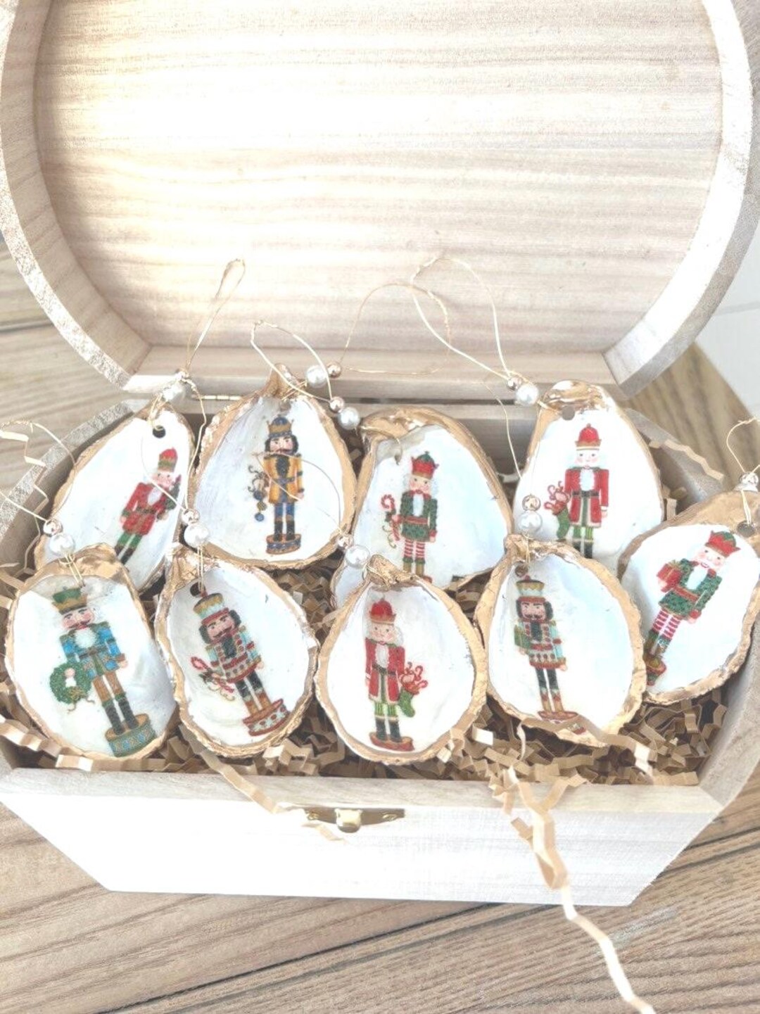 Nutcracker Oyster Shell Christmas Ornament. Nutcracker Decoupaged Shell ...