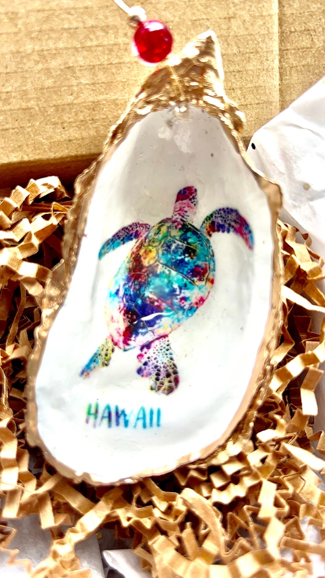 Sea Turtle Shell Ornament. Sea Turtle Christmas Ornament. Oyster Shell ...