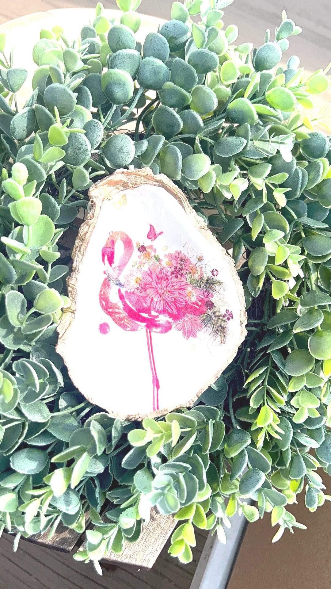 Flamingo Shell Dish. Large Floral Flamingo Shell Dish. Flamingo Oyster ...